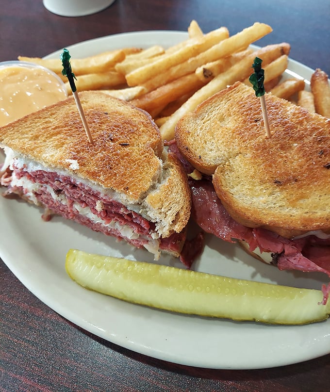 Behold the star attraction: Dianna's Classic Reuben in all its glory. That perfect stack of corned beef, sauerkraut, and Swiss on rye is what sandwich dreams are made of.