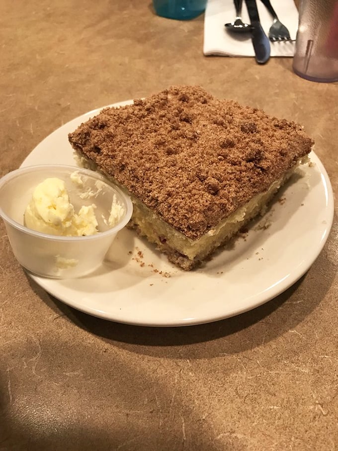 The legendary coffee cake that launched a thousand road trips. That crumbly topping is what dreams—and extra gym visits—are made of.