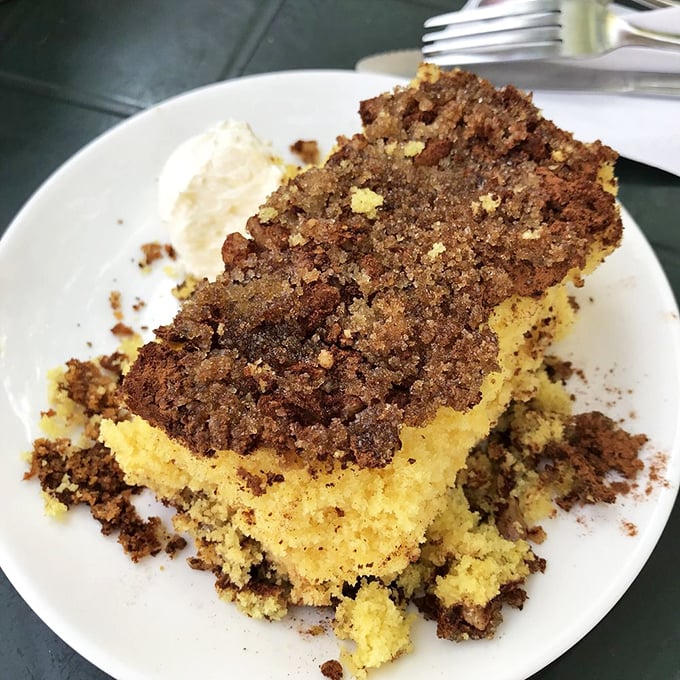 This coffee cake doesn't just have layers, it has chapters. That crumbly top is what breakfast dreams are made of – cinnamon-sugar architecture at its finest.