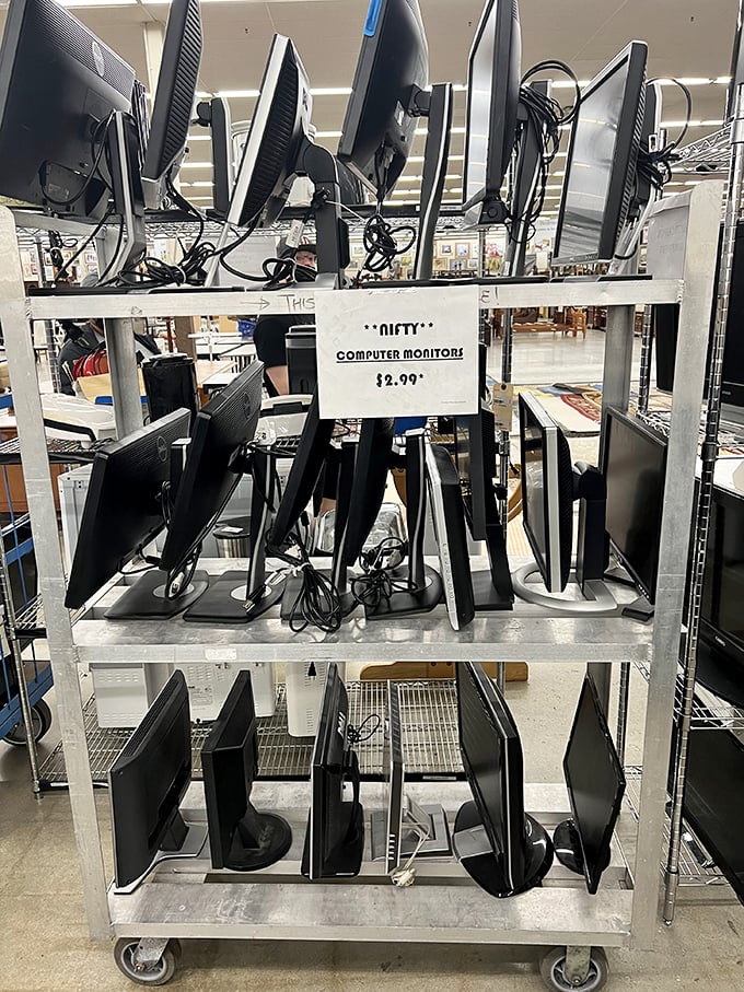 Technology's graveyard or innovation museum? These monitors have seen spreadsheets and family photos from another era, now waiting for their second act.