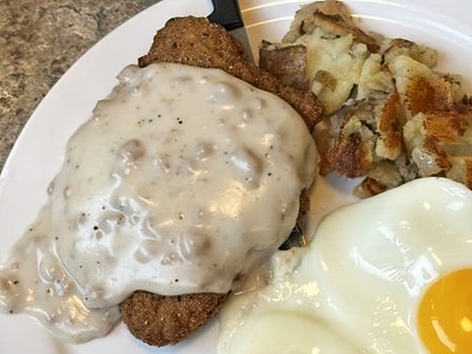 That country fried steak could double as a blanket—and that gravy deserves its own zip code.