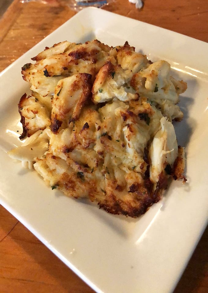Behold the legendary crab cake—mostly sweet lump meat with just enough binding to keep the magic together. Delaware's edible treasure.