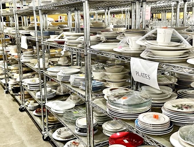 Dish paradise where mismatched becomes charming. Find that perfect plate your grandmother had – nostalgia served at thrift store prices.