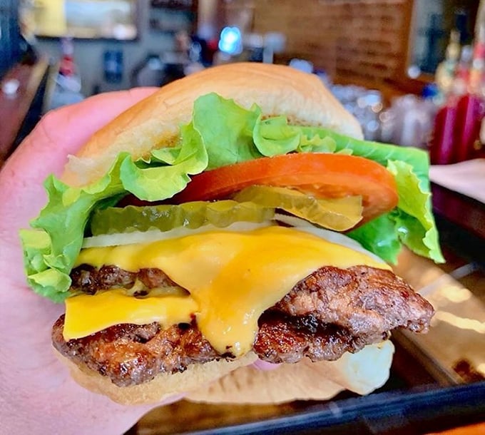 This double-stacked beauty could make a vegetarian question their life choices – melty cheese cascading like edible gold.