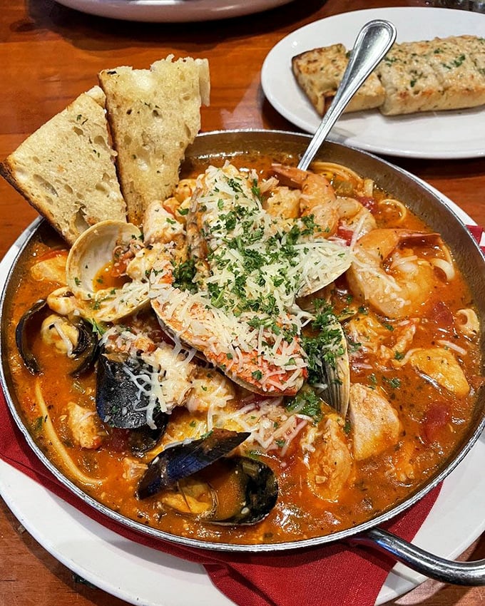 Behold the legendary cioppino – a tomato-based symphony where Dungeness crab plays first chair, supported by a talented ensemble of shellfish and sourdough.