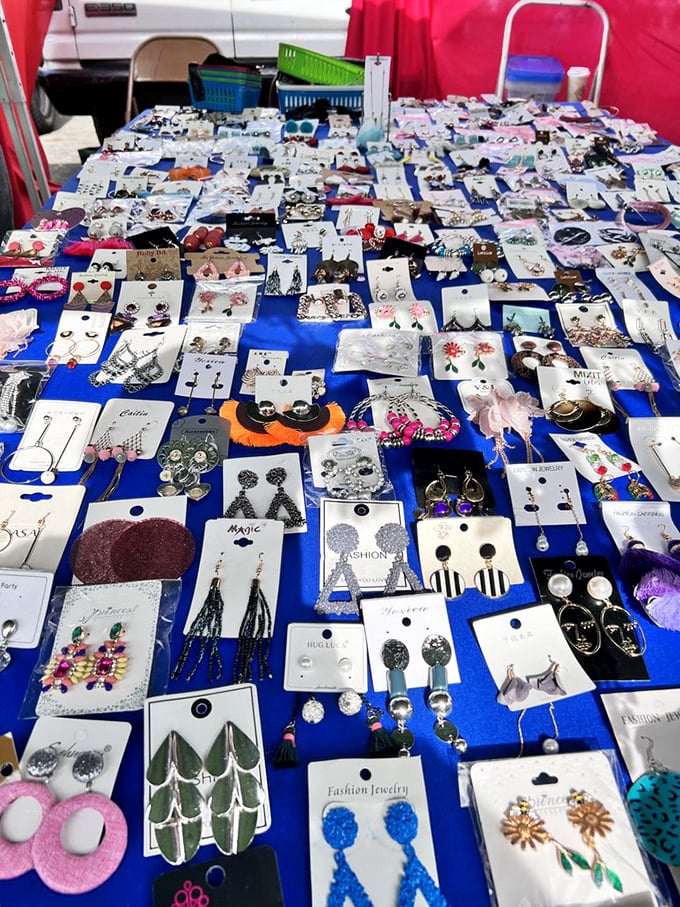 Treasure hunters alert: This sea of sparkly earrings could outfit every wedding guest from here to San Diego without a single duplicate.