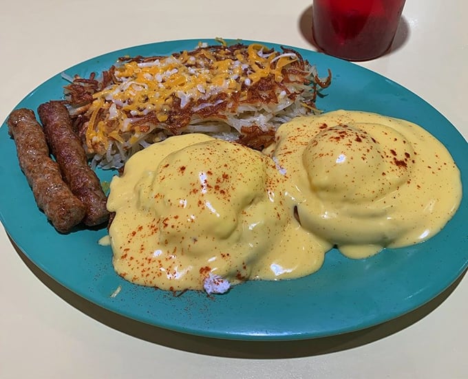 Eggs Benedict that would make a New Yorker weep with joy. That hollandaise sauce isn't just yellow—it's liquid sunshine on a plate.