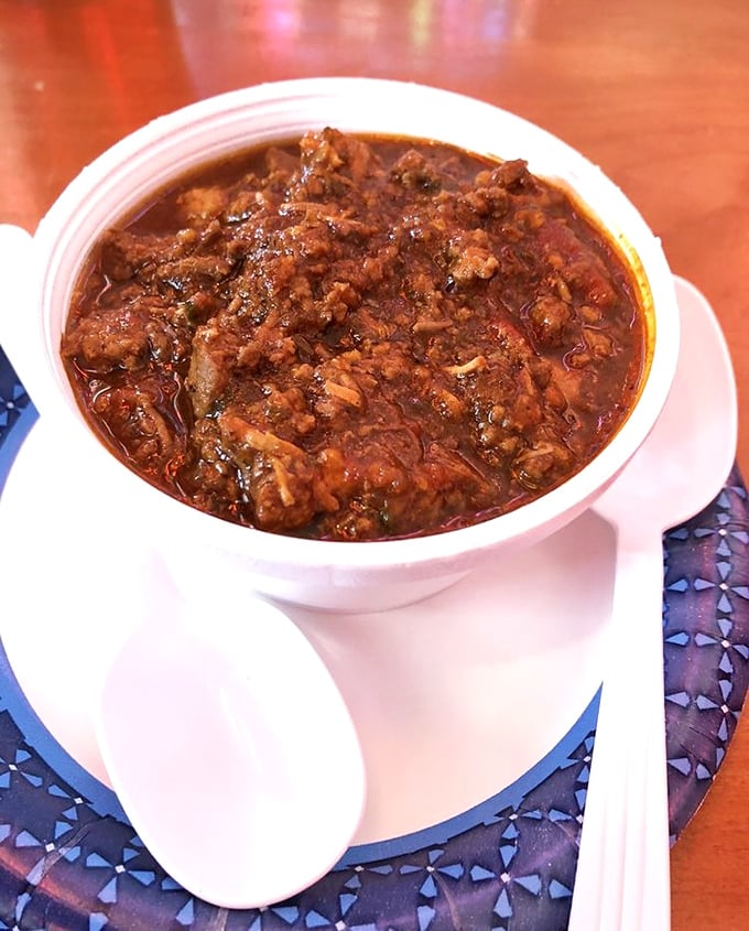 This isn't just chili—it's a bowl of rebellion against ordinary food, with chunks of filet mignon that make Cincinnati's famous cinnamon version nervously look over its shoulder.