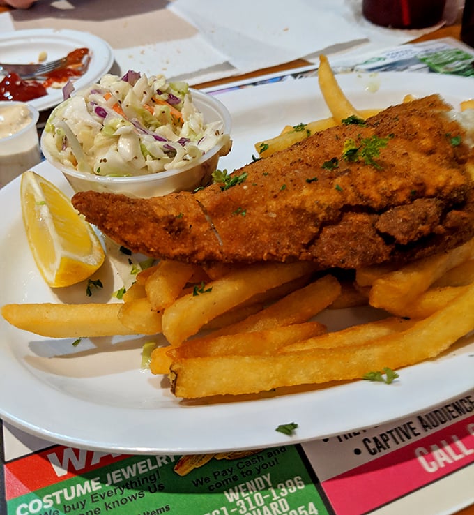 Golden armor protecting flaky white treasure – this is what fish and chips dream of becoming.