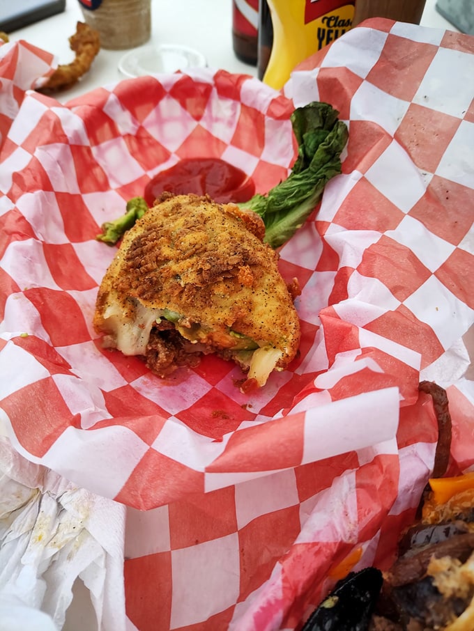 The legendary fried avocado – crispy golden exterior giving way to buttery green goodness. Like finding treasure wrapped in a crunchy envelope.