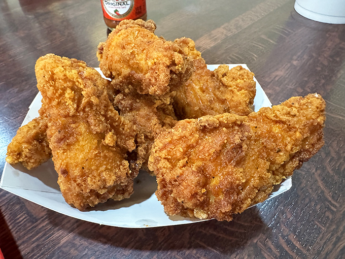 Golden-brown perfection that makes Colonel Sanders look like an amateur. This fried chicken doesn't just speak to your soul—it sings a full gospel choir.