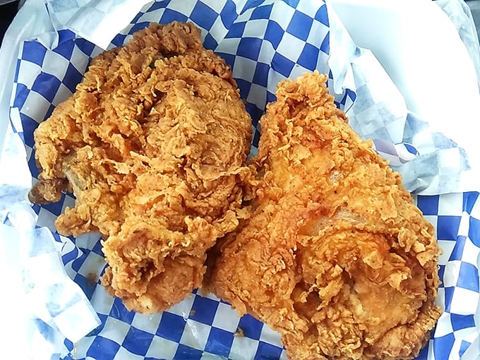 Golden-brown perfection that makes Colonel Sanders look like an amateur. This chicken doesn't just set the bar – it is the bar.