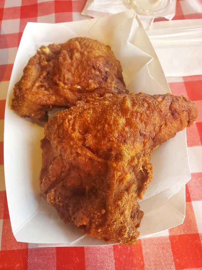 Golden-brown perfection that makes you want to cancel all afternoon appointments. This isn't just fried chicken—it's edible artwork with a crunch.