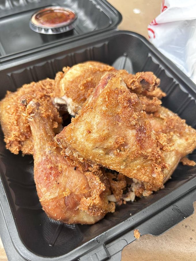 Golden-brown perfection that shatters at first bite. This isn't just fried chicken—it's a masterclass in texture and flavor.