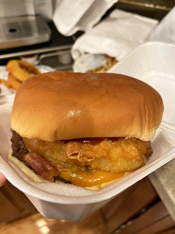 The star of the show: Bearden's fried clam sandwich delivers golden-brown perfection nestled in a pillowy bun – seafood nirvana in landlocked Ohio.