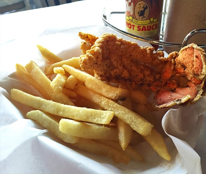 Golden-fried lobster tail that's crispy outside, tender inside – proof that sometimes the best things in life require a little crunch.