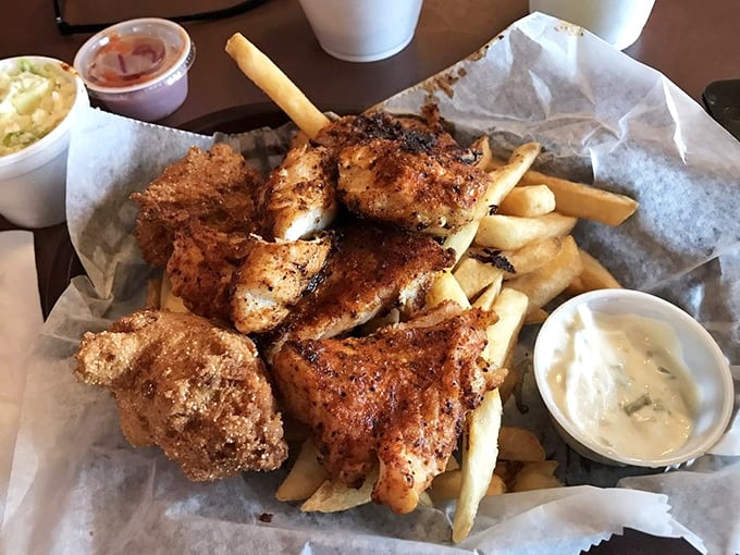 This isn't just fried fish—it's edible evidence that simplicity triumphs over complexity. Golden-brown grouper with crispy fries and homemade tartar sauce is Florida's comfort food.