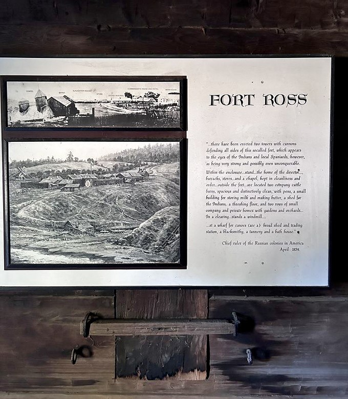 History buffs rejoice! This informational display offers a window into Fort Ross's past, when Russian America extended far beyond Alaska's borders.