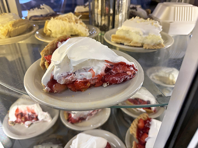 Pie paradise found! The display case at Yoder's doesn't just show desserts—it showcases edible works of art that have launched a thousand road trips.