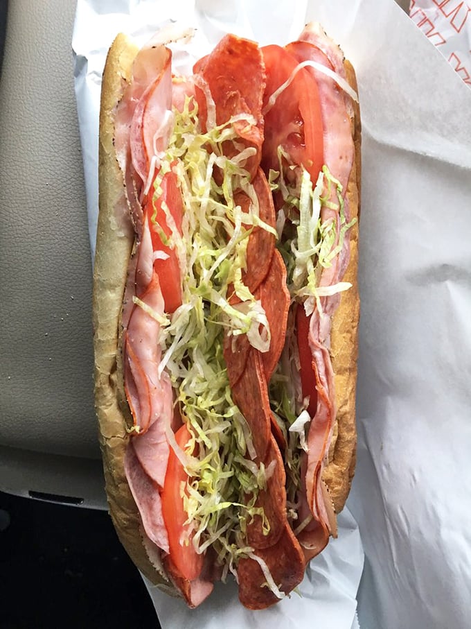 The Italian hoagie in all its layered glory – a masterpiece of meat, cheese, and veggies that makes other sandwiches question their life choices.