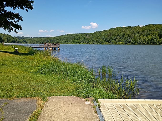 The fishing pier stretches toward adventure, while the shoreline whispers tales of the one that definitely didn't get away.