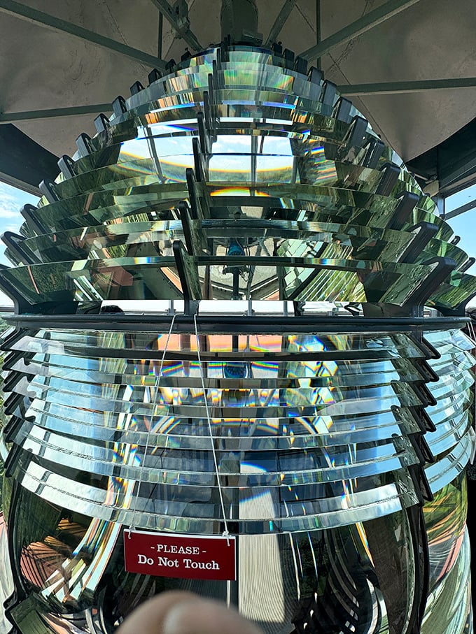 The magnificent Fresnel lens—a masterpiece of 19th-century technology that's essentially a lighthouse's equivalent of prescription glasses for ships.