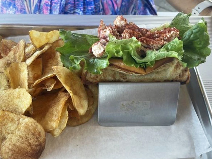 Behold the lobster roll that launched a thousand return trips – pure Maine magic served on Marco Island shores.