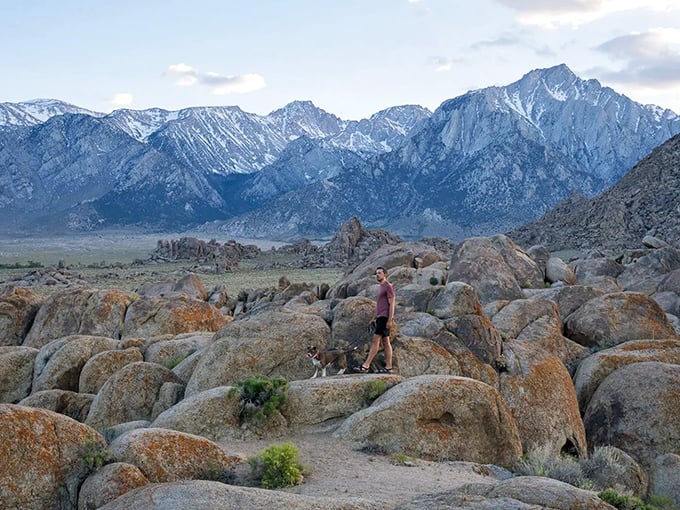 The Alabama Hills' boulder playground offers the perfect foreground to the Sierra's jagged skyline – like nature's own Hollywood set.