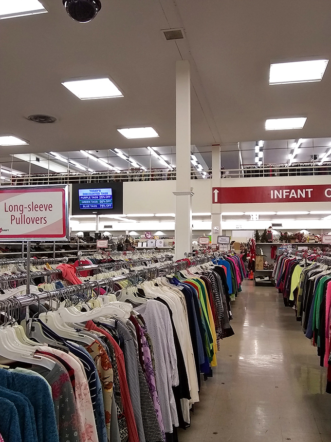 The long-sleeve pullover section is meticulously organized—unlike your closet at home. Color-coding this perfect deserves a retail medal.