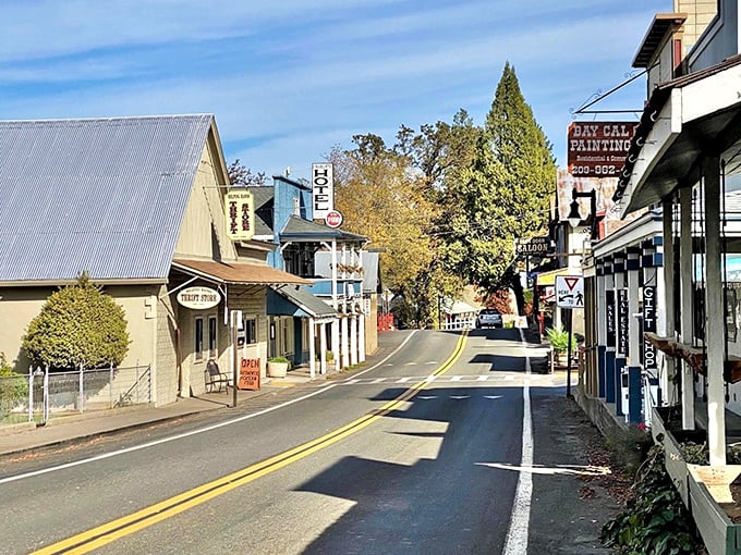 Sunlight plays across Groveland's historic facades, creating that perfect small-town moment when you half-expect Jimmy Stewart to stroll around the corner.