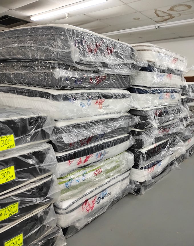 The mattress mountain! Like a foam and spring fortress where sweet dreams are sold at prices that won't give you nightmares about your credit card bill.