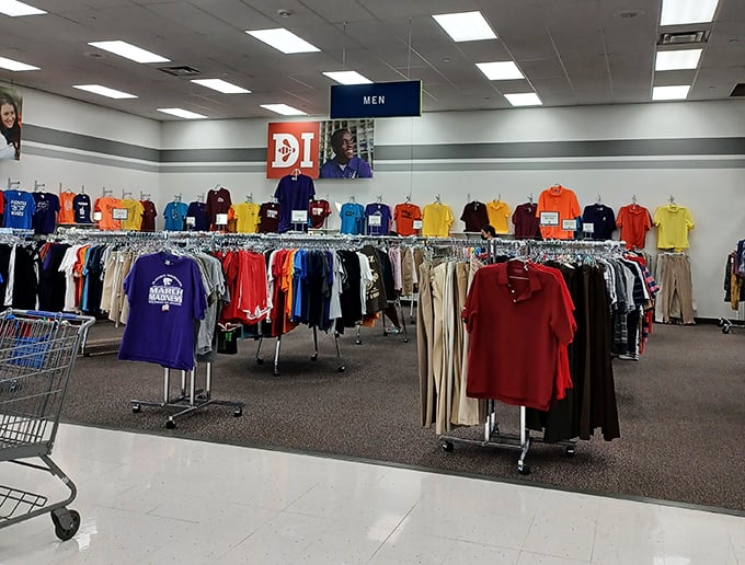Color-coded clothing nirvana! The men's department is organized with military precision that would make Marie Kondo weep with joy.