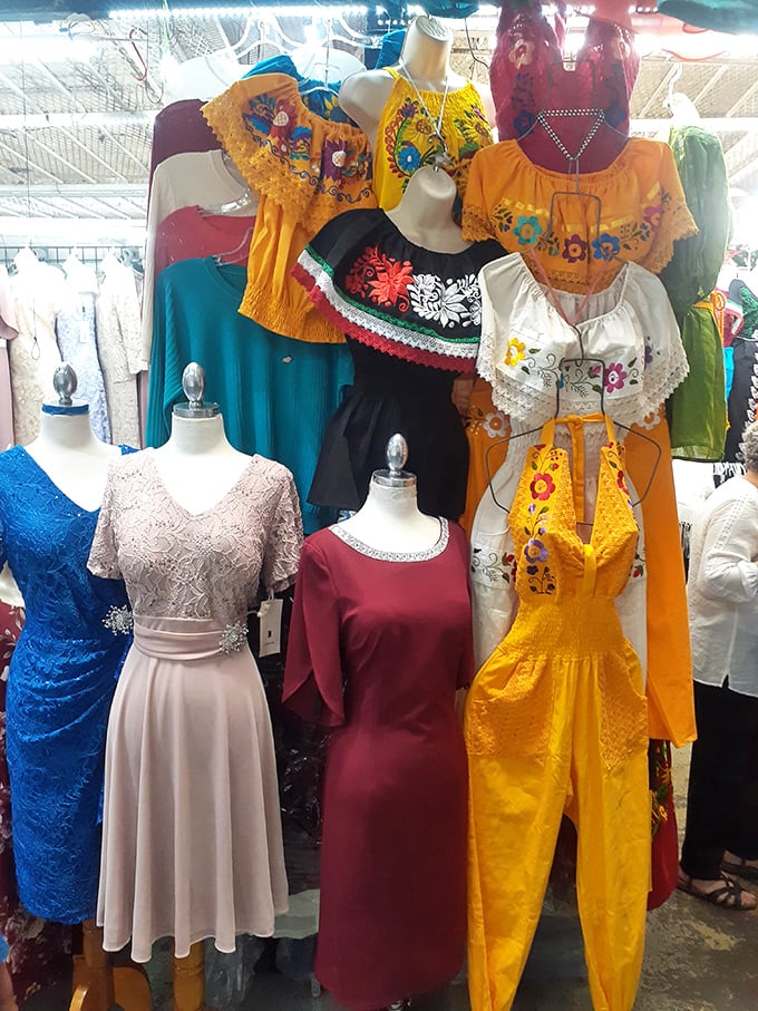From quinceañera elegance to Sunday brunch casual, this rack holds more outfit changes than a Broadway dressing room.