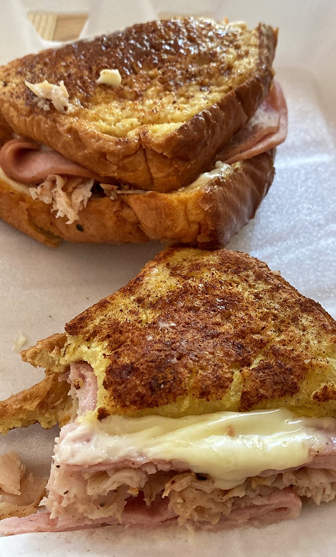 The legendary Monte Cristo in all its glory—golden-fried perfection housing layers of ham, turkey and melty cheese. Worth crossing county lines for this beauty.