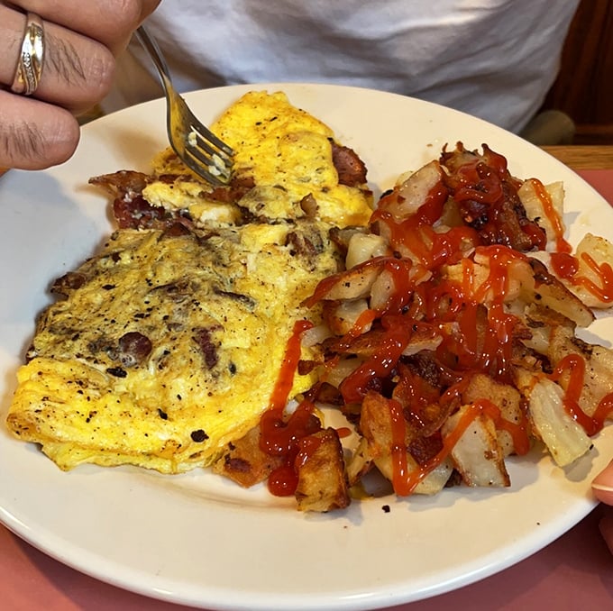 This is what happens when eggs achieve their highest calling – golden, generous, and gloriously uncomplicated perfection.