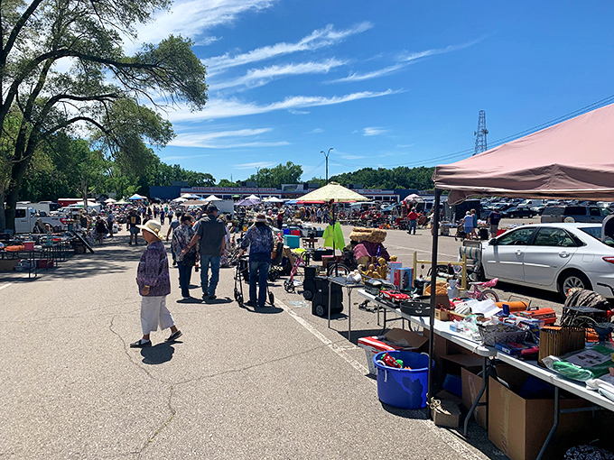 When Michigan weather cooperates, the outdoor market springs to life. It's like a neighborhood block party where everyone brought their attics instead of potluck dishes.