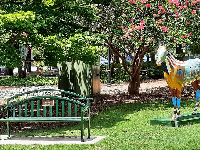 Whimsical horse sculptures dot Aiken's landscape, playful reminders of the town's deep equestrian roots that gallop through every aspect of local culture.