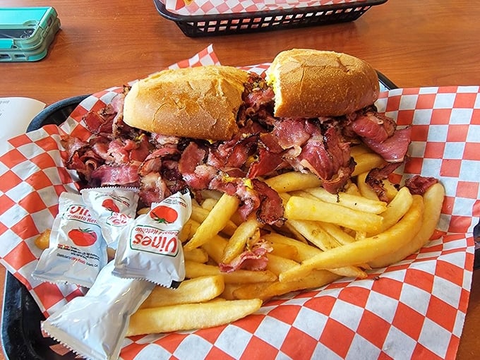 The pastrami sandwich that launched a thousand cravings—piled higher than LA rent prices and twice as satisfying.