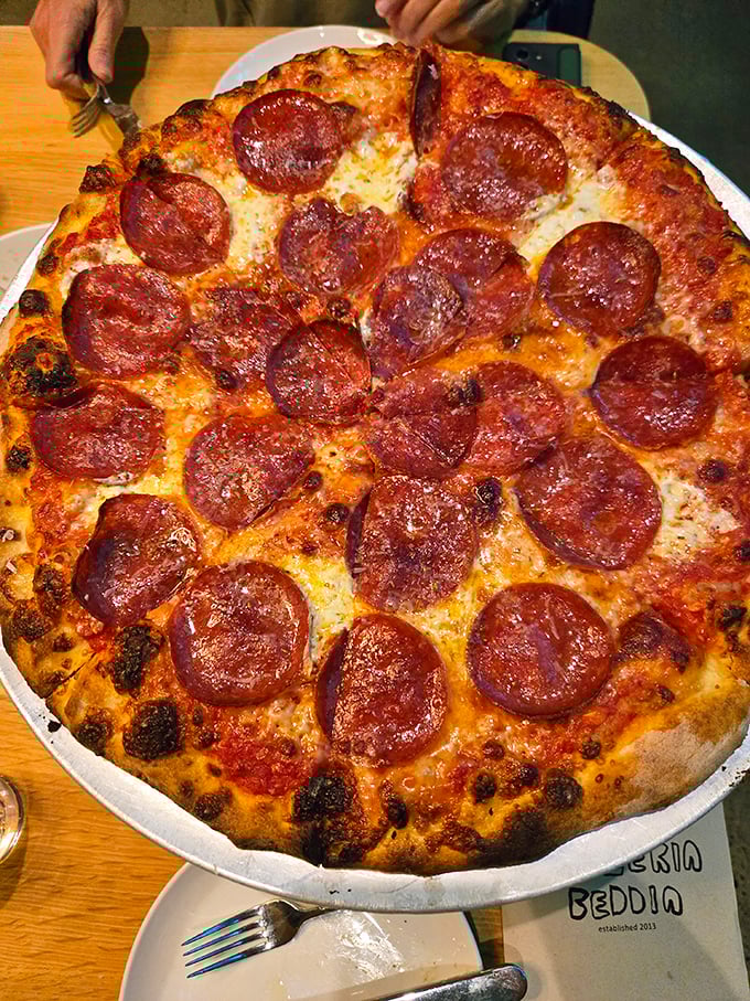 Pepperoni perfection that makes you question every other pizza you've ever loved. Those crispy-edged cups of spicy goodness are little flavor bombs.
