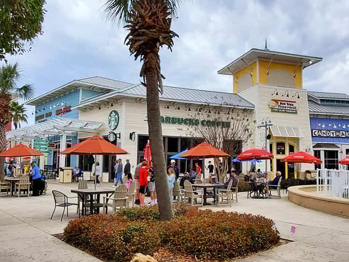 Even the Starbucks in PCB got the memo about coastal charm – palm trees and outdoor seating make your morning coffee feel like a mini-vacation.