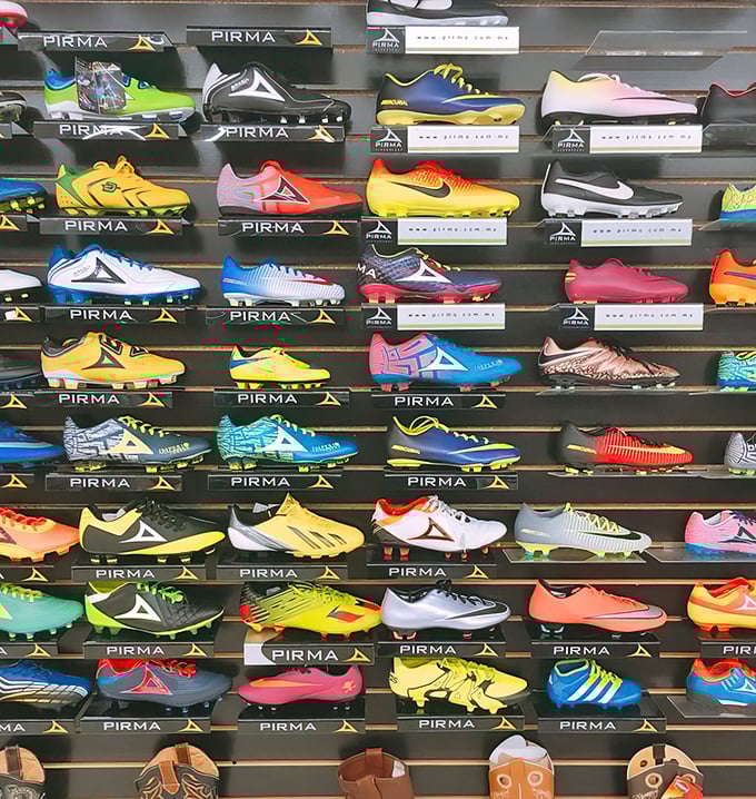 A rainbow explosion of soccer cleats that would make Pelé himself stop and stare. Your feet might not play like a pro, but they can certainly look the part!