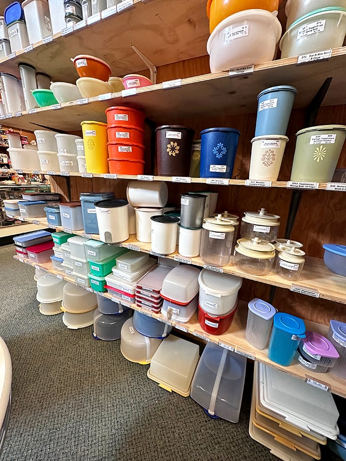 Tupperware heaven or plastic fantastic? This colorful collection of vintage containers would make your grandmother nod approvingly while whispering, "They don't make 'em like they used to."