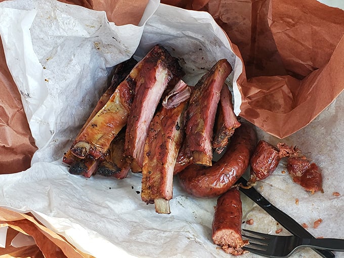 These mahogany-colored ribs don't fall off the bone – they make you work for happiness, and it's worth every tug.