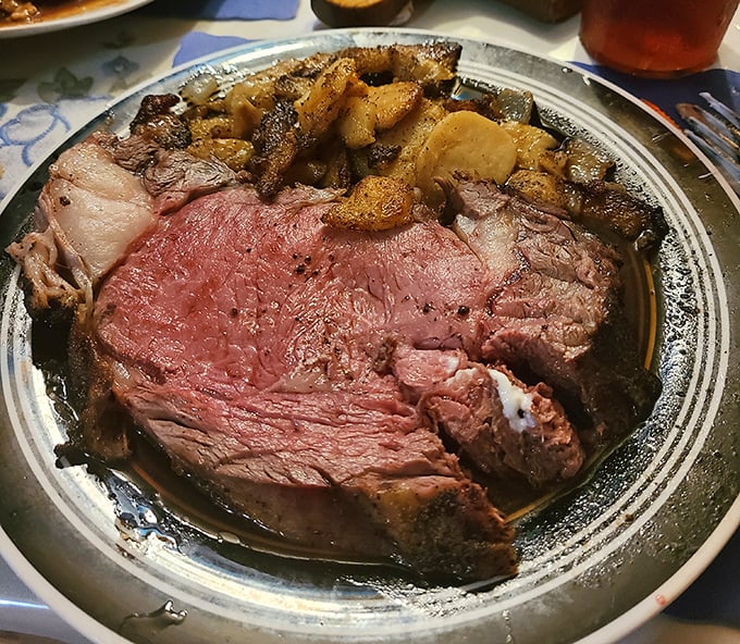 This prime rib doesn't just melt in your mouth—it practically introduces itself to your taste buds with a formal handshake. Worth every mile of the drive.