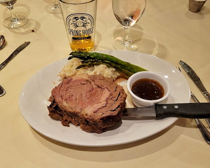 Behold the crown jewel: prime rib so perfect it practically deserves its own standing ovation.