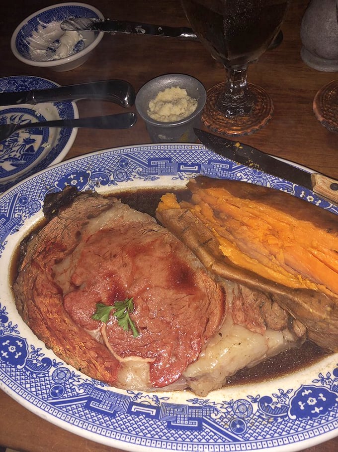 This prime rib isn't just dinner; it's a carnivorous time machine to when meals were events and stretchy pants weren't invented yet.