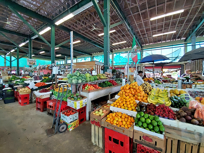 Nature's color palette on full display – these produce pyramids would make any grocery store manager weep with vegetable envy.