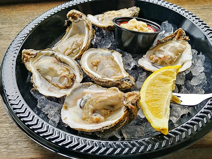 These oysters aren't just served; they're presented—glistening treasures on ice that taste like the ocean just blew you a salty kiss.