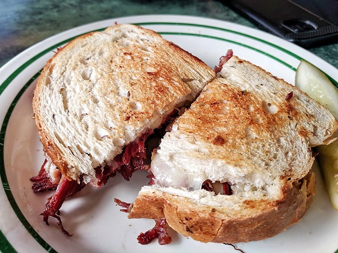 The star attraction: Kelly's Reuben sandwich with perfectly toasted rye bread, tender corned beef, tangy sauerkraut, and Swiss cheese that melts into sandwich perfection.