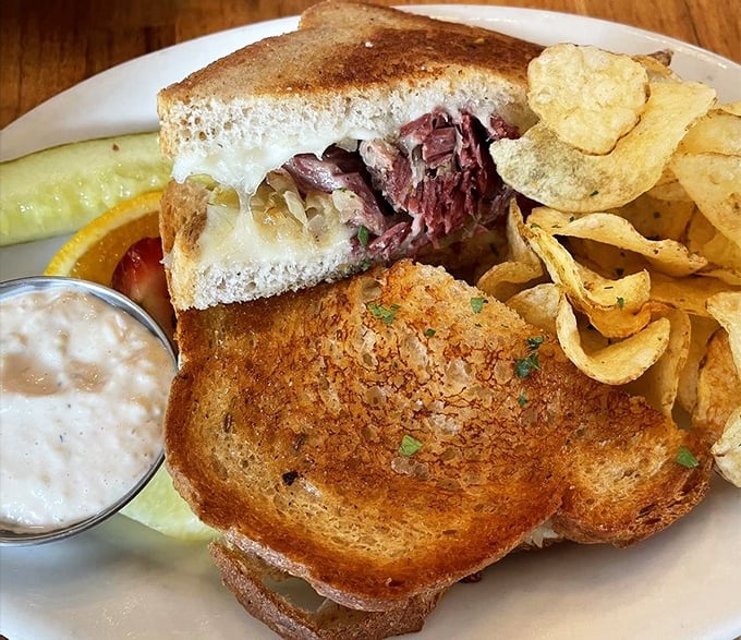 Behold the legendary Lucky Reuben in all its glory—where house-made corned beef and melty Swiss create a sandwich worth crossing state lines for. 